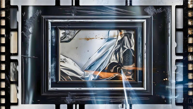 Abstract Digital Artwork Featuring a Distorted Metallic Frame ...