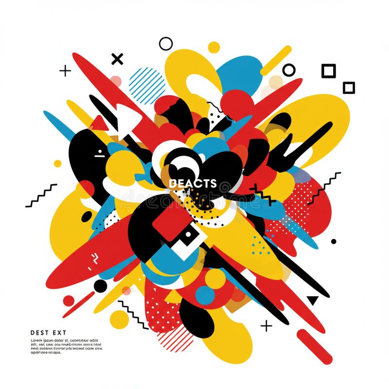 Abstract Digital Artwork Featuring a Dynamic Cluster of Geometric ...