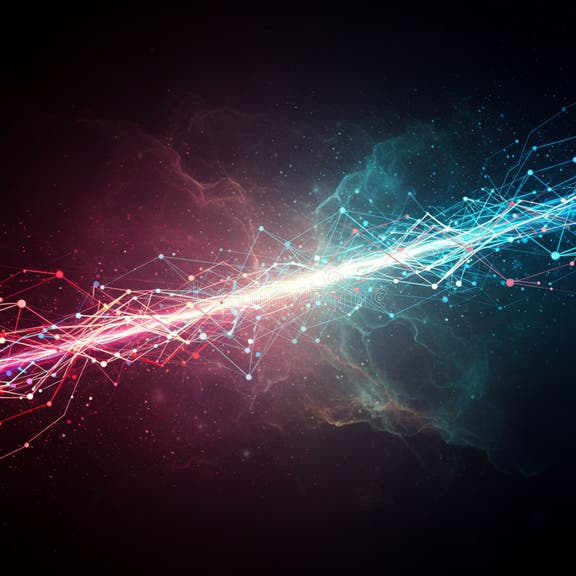 Abstract Digital Artwork Featuring a Dynamic, Intertwining Network of Light Beams and Stock ...