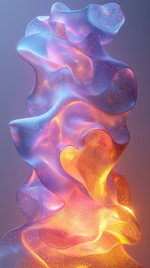 Abstract Digital Artwork Featuring an Ethereal, Flowing Form with ...