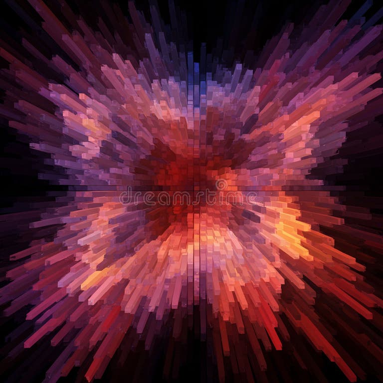 Abstract Digital Artwork Featuring an Explosion of Elongated, Block ...