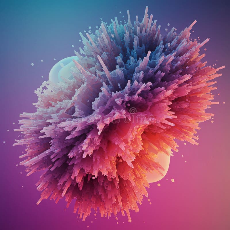 Abstract Digital Artwork Featuring an Explosion of Elongated ...