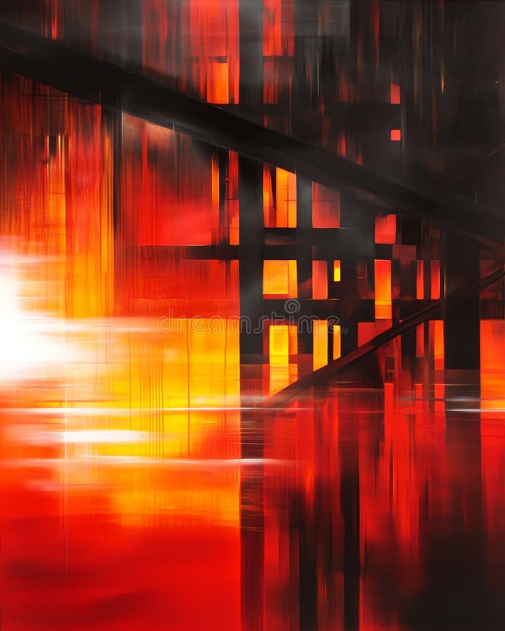 Abstract Digital Artwork Featuring Fiery Red and Orange Tones with a ...
