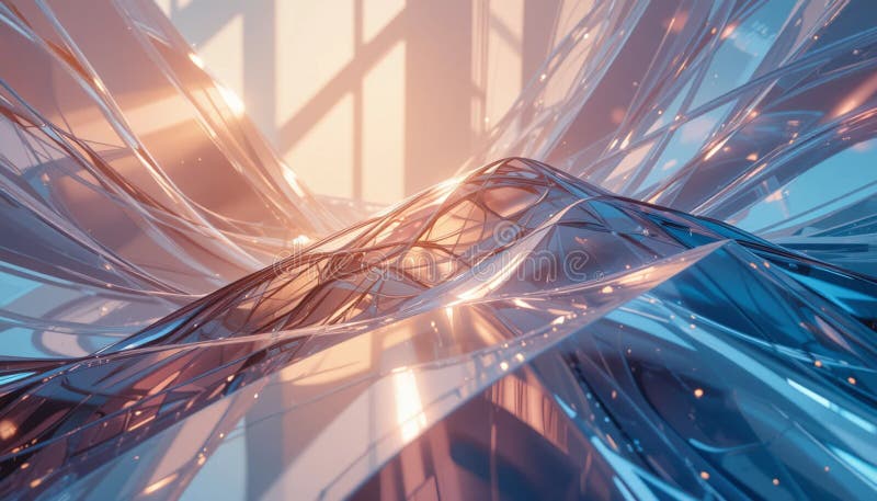 Abstract Digital Artwork Featuring Flowing, Translucent, and Glossy ...