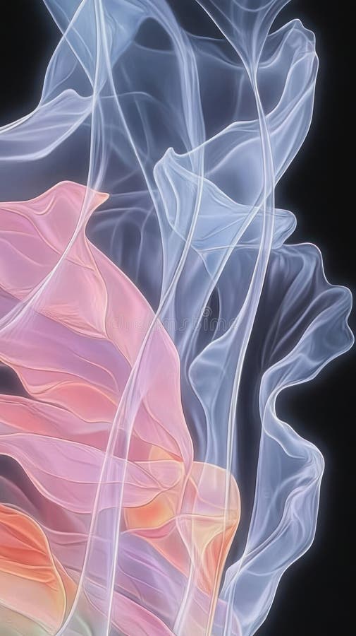 Abstract Digital Artwork Featuring Flowing, Translucent Shapes in Soft ...