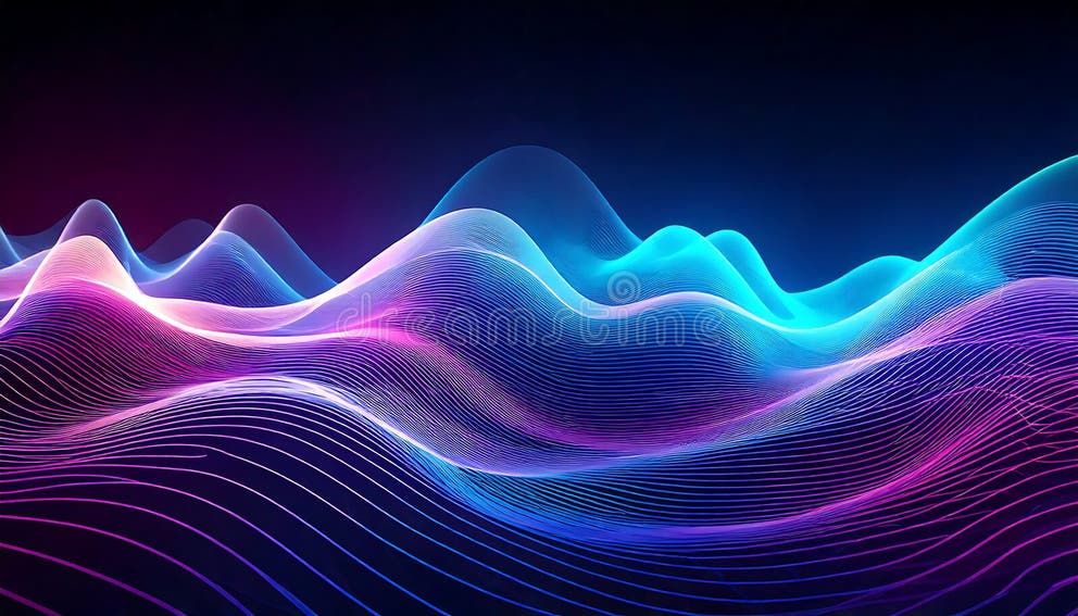 Abstract Digital Artwork Featuring Fluid, Wave-like Forms in Bright ...