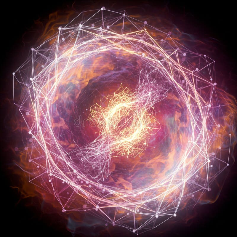 Abstract Digital Artwork Featuring a Glowing, Fiery Vortex. Central To ...