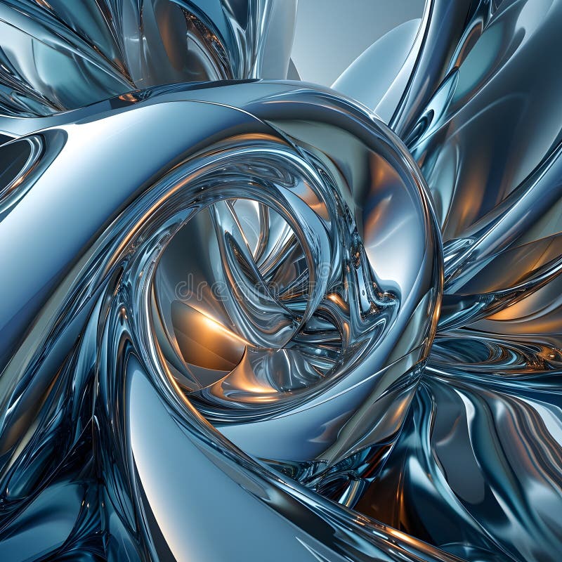 An Abstract Digital Artwork Featuring Intertwined, Metallic Curves with ...
