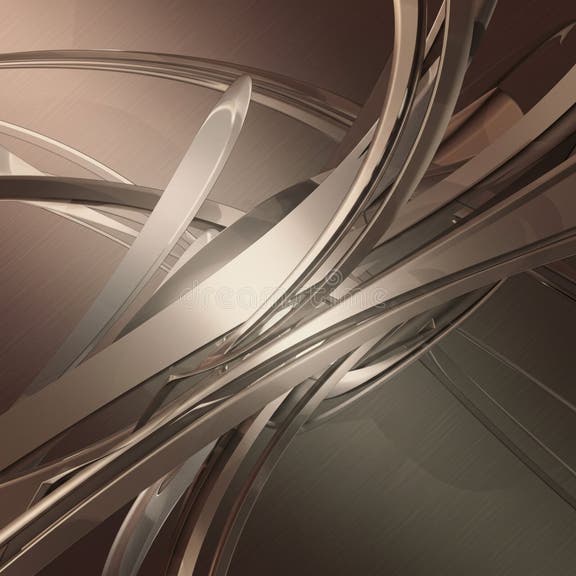 Abstract Digital Artwork Featuring Intertwined Metallic Ribbons with a ...