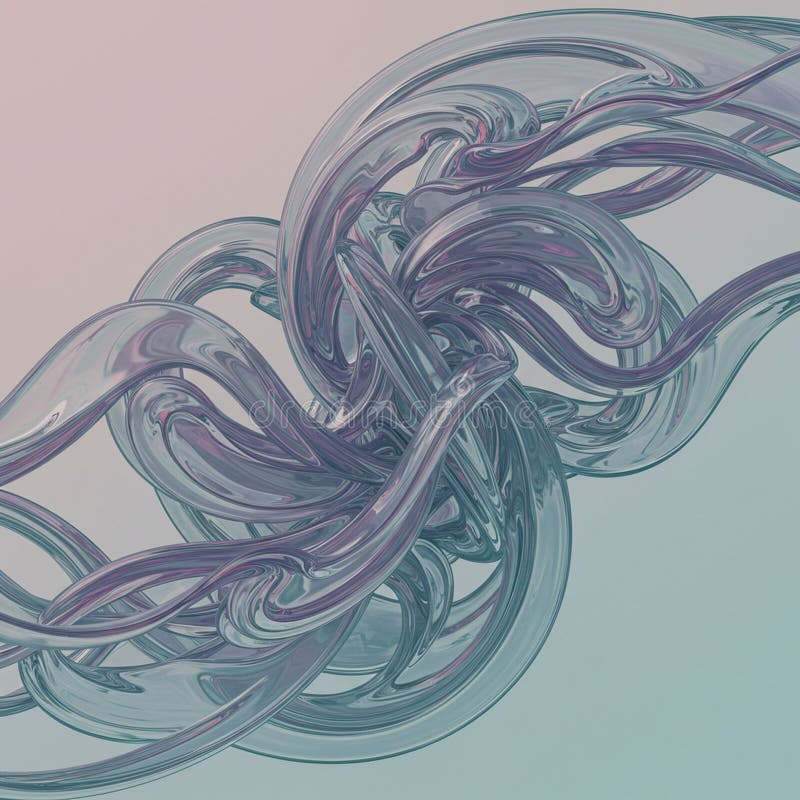 Abstract Digital Artwork Featuring Intertwined, Translucent, Glass-like Ribbons. these Stock ...