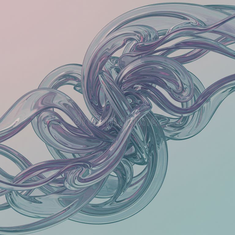 Abstract Digital Artwork Featuring Intertwined, Translucent, Glass-like ...