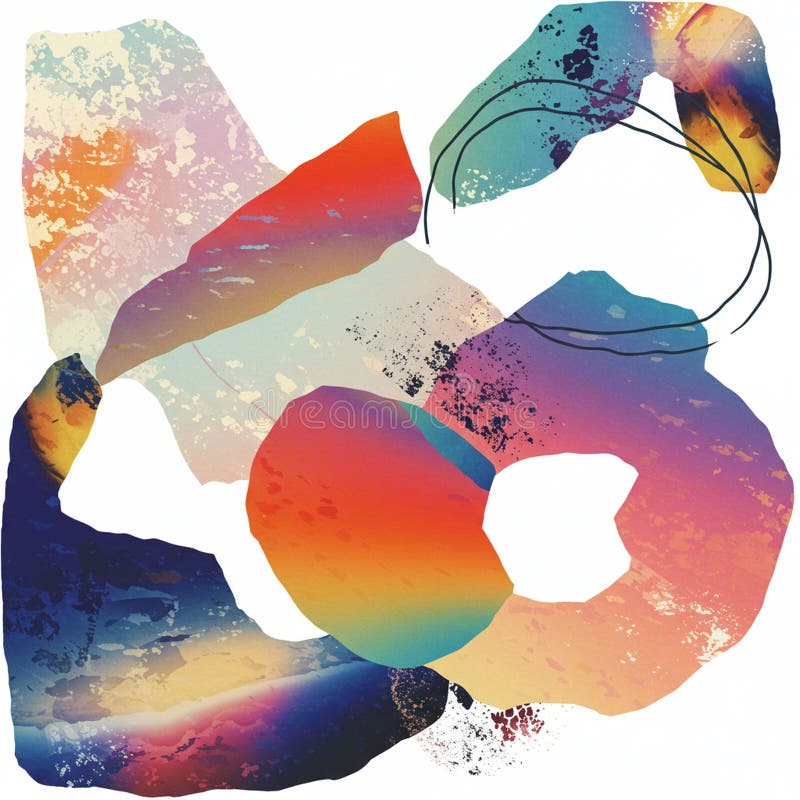 Abstract Digital Artwork Featuring Irregular, Overlapping Shapes with a ...