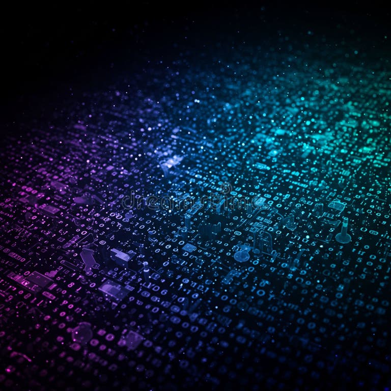 Abstract Digital Artwork Featuring a Matrix of Binary Code in Shades of ...