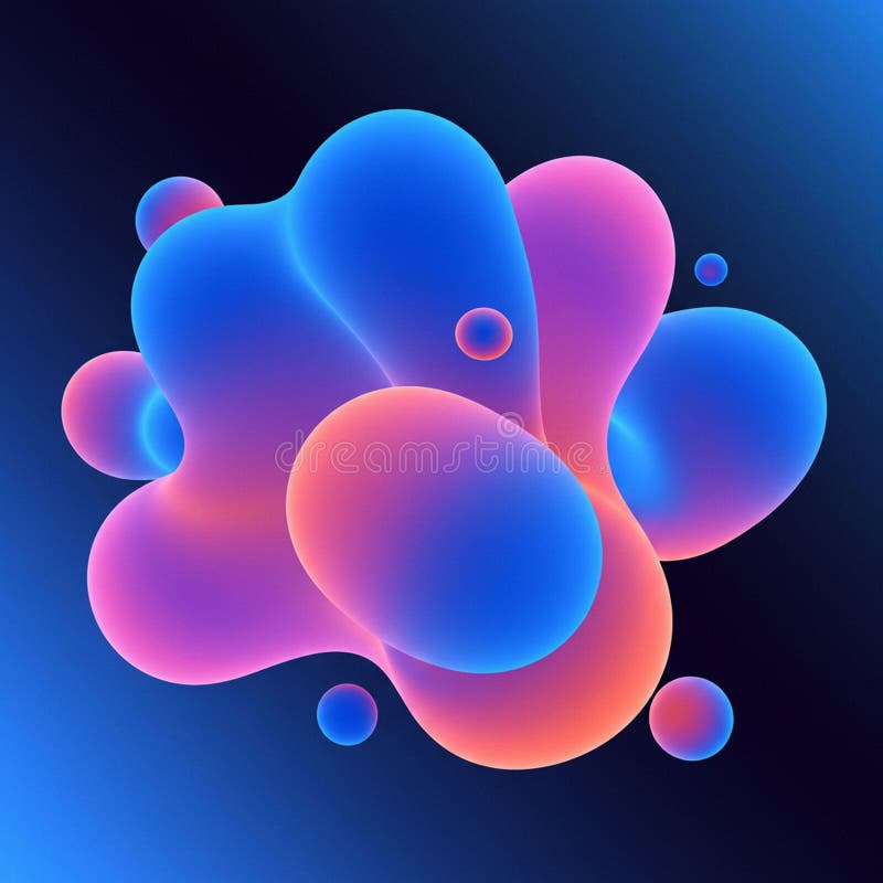 Abstract Digital Artwork Featuring Organic, Amorphous Shapes with a ...