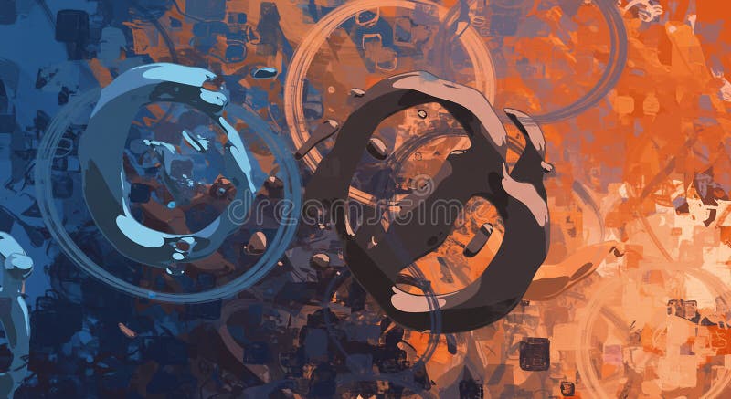 Abstract Digital Artwork Featuring Overlapping Circular Shapes and ...