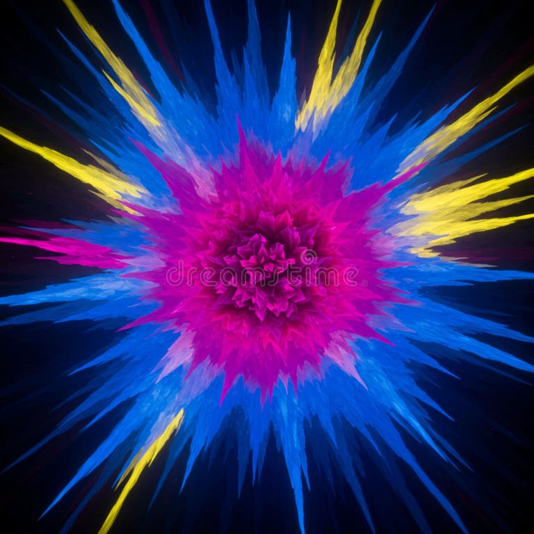 Abstract Digital Artwork Featuring a Symmetrical Explosion of Colors ...