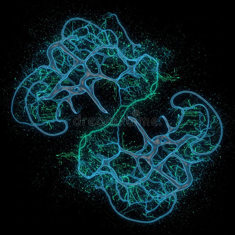 Abstract Digital Artwork Featuring Two Interconnected, Glowing Blue ...