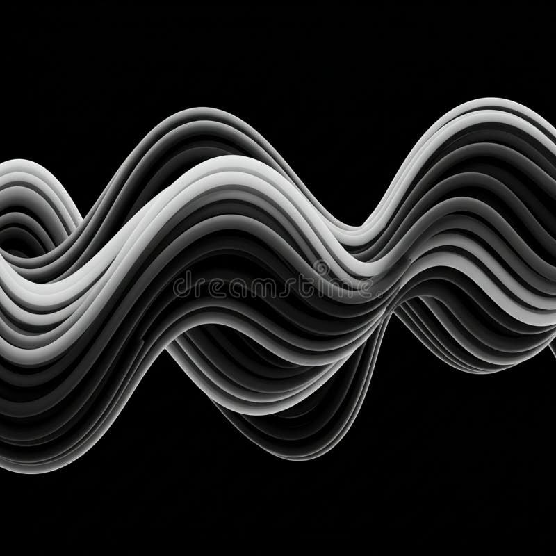 Abstract Digital Artwork Featuring Undulating Wave Patterns in Shades ...