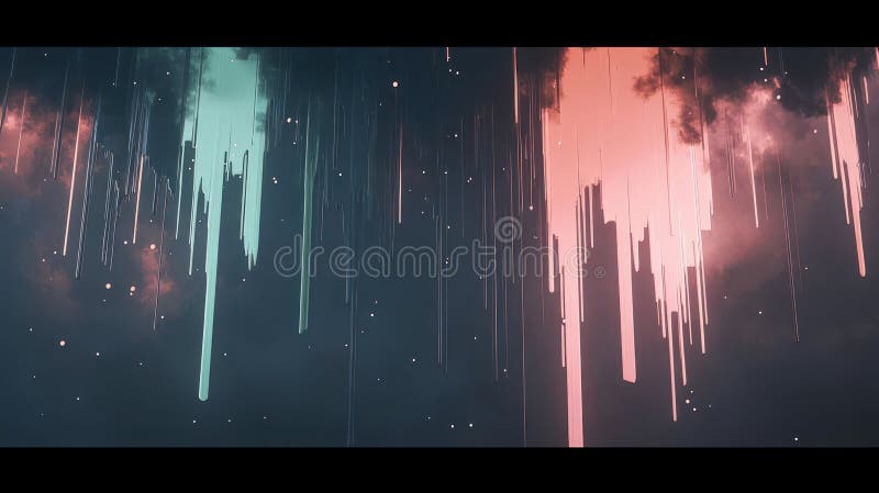 Abstract Cosmic Rain: Digital Art with Pastel Hues and Glittering Stars ...