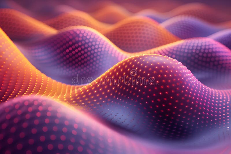 Abstract Digital Landscape with Colorful 3D Waves and Dotted Pattern ...
