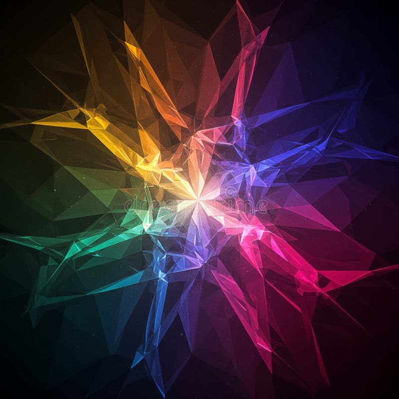 Abstract Digital Artwork Featuring a Vibrant, Multi-colored Geometric ...