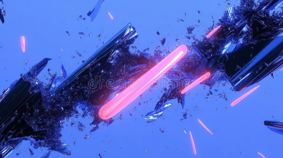 Abstract Neon Pink and Blue Shattered Glass Explosion Stock ...