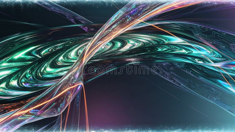 Abstract Digital Artwork with Flowing, Colorful Waves Forming a Dynamic ...