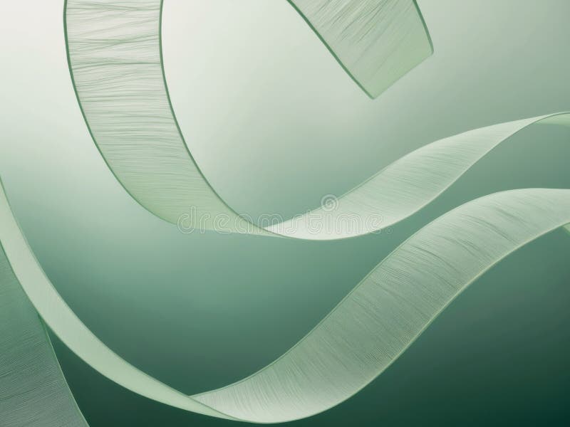 Abstract Digital Artwork Flowing Green Ribbons Gradient Background ...
