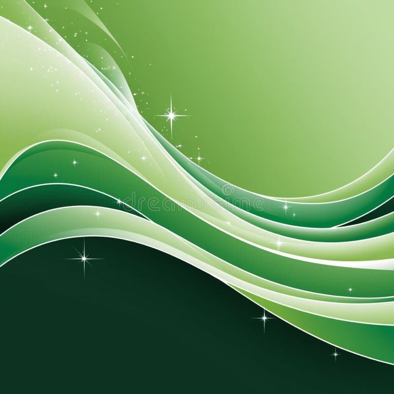 Abstract Digital Artwork with Flowing Wave Design in Gradient Green ...