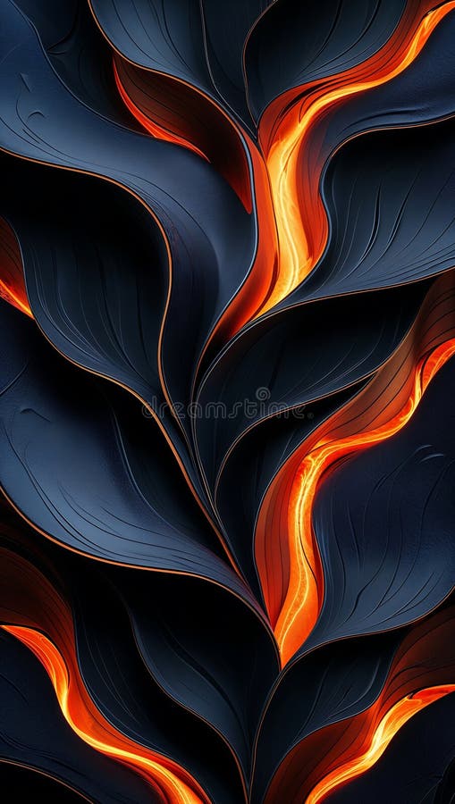 Abstract Digital Artwork with Flowing Wave-Like Intertwining Curves ...