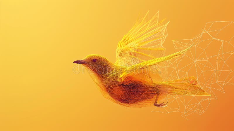 Abstract Digital Artwork of a Flying Bird with Geometric Lines. Stock ...