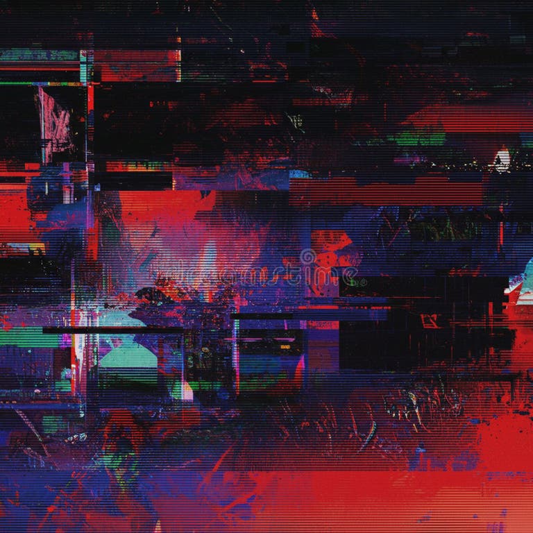 Abstract Digital Artwork with a Glitch Effect, Featuring a Mix of Red ...