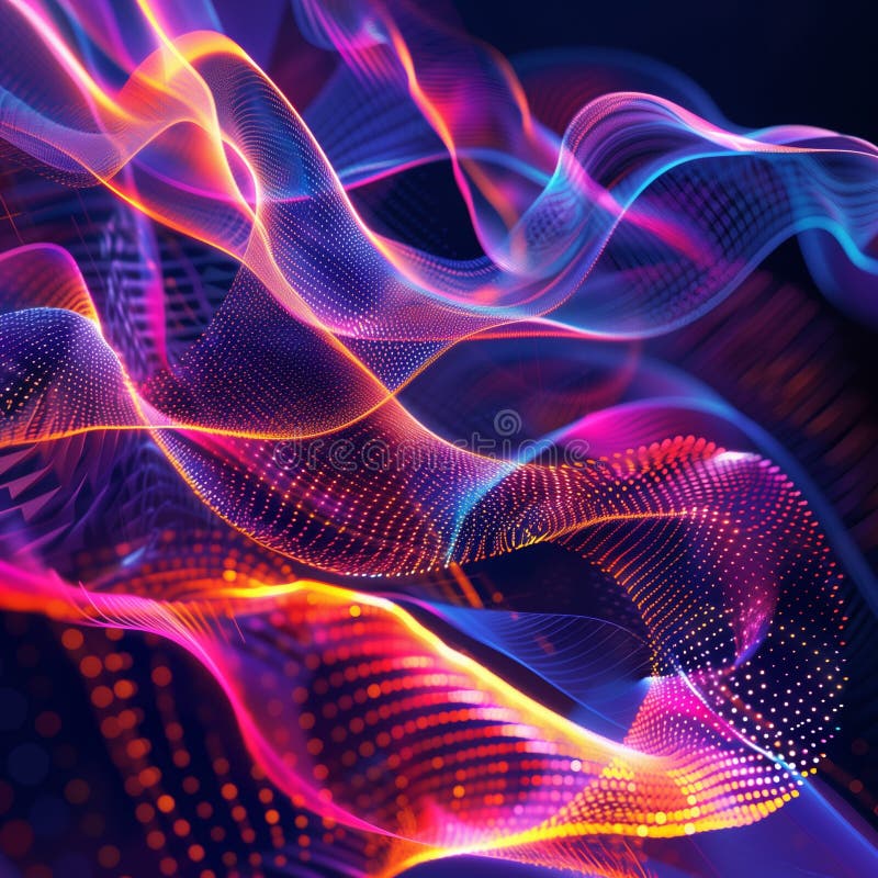 Abstract Digital Artwork of Glowing Colorful Wave Patterns with Light ...