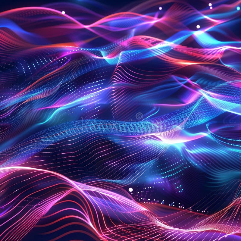 Abstract Digital Artwork of Glowing Colorful Wave Patterns with Light ...