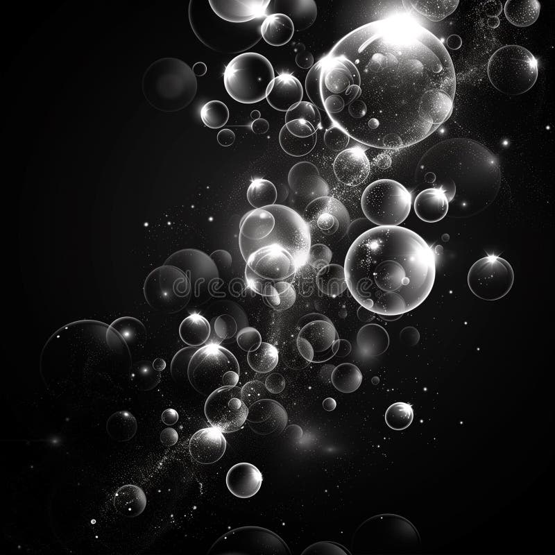 Abstract Digital Artwork of Glowing White Bubbles with Light Particles ...