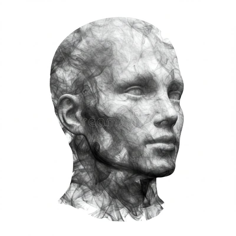 Abstract Digital Artwork of a Human Head, Crafted with a Smoke-like ...