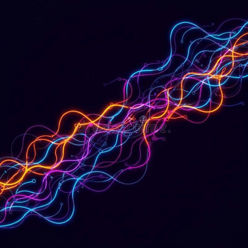 Abstract Digital Artwork with Intertwining Neon Lines on a Dark ...