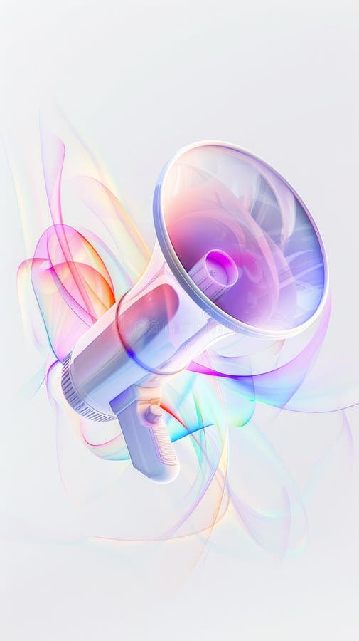 Abstract Digital Artwork of a Megaphone with Colorful Wave-like ...