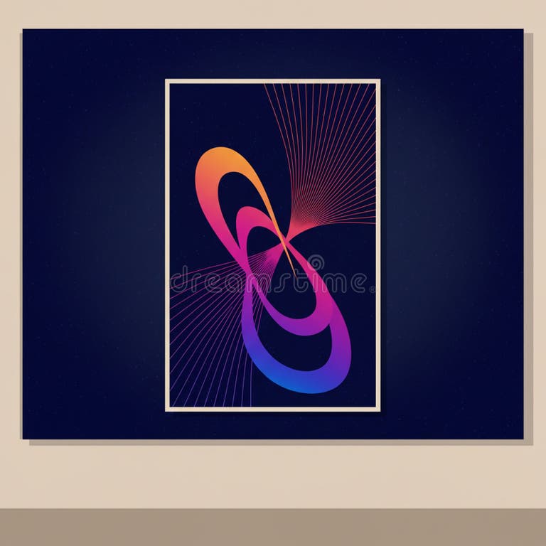 Abstract Digital Artwork with Overlapping Loops in a Gradient of Bright ...