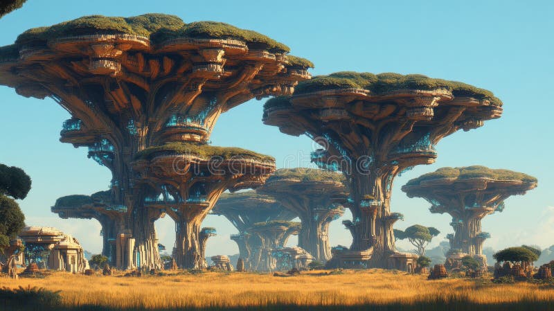 An Abstract Digital Artwork Showcases Several Tall, Leafy, Green ...