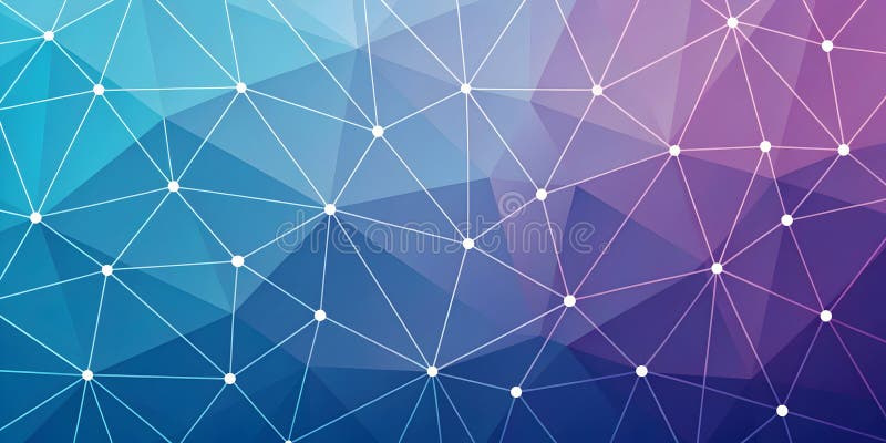 Geometric Polygonal Network in Blue and Purple Tones Stock Illustration ...
