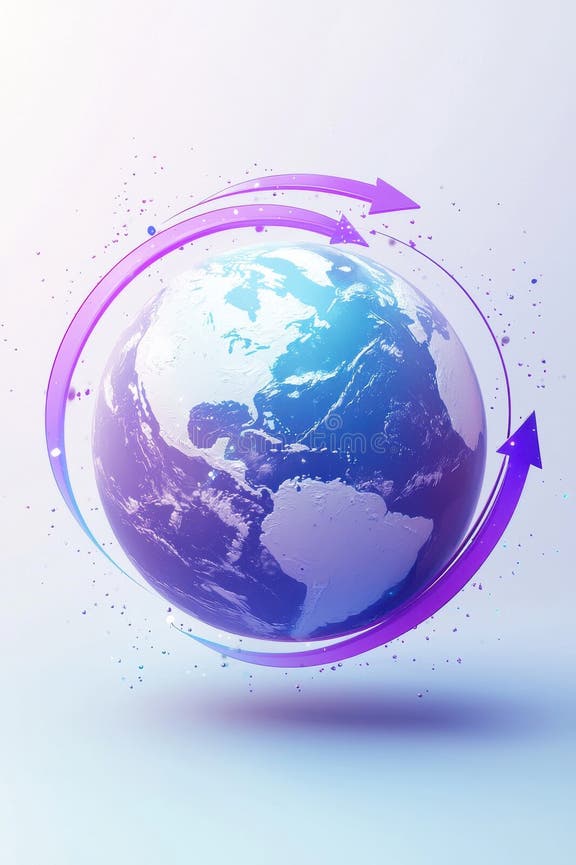 Visual Representation of Earth with Flowing Purple Arrows Symbolizing ...