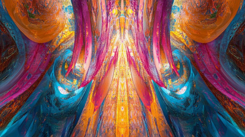 Abstract Digital Artwork with Swirling Colors and a Central Light ...