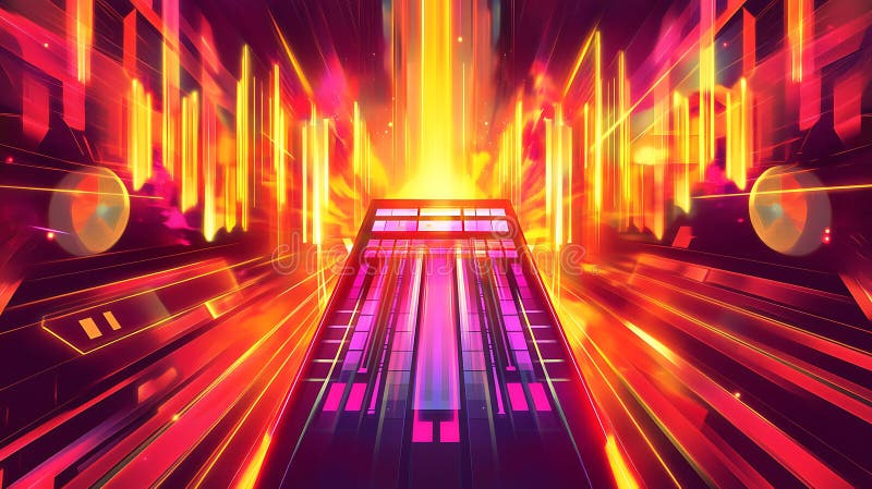 Abstract Digital Audio Mixer in a Vibrant Light Show Stock Illustration ...