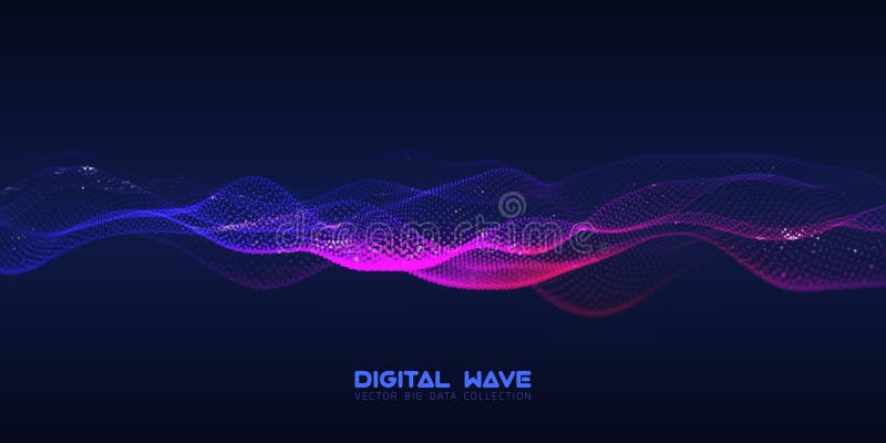 Abstract Digital Audio Wave of Particles with Bokeh. Futuristic AI ...