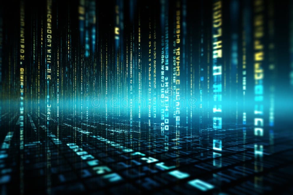 Abstract Digital Backdrop Ai Algorithms And Binary Code Converge Dynamically Stock Illustration