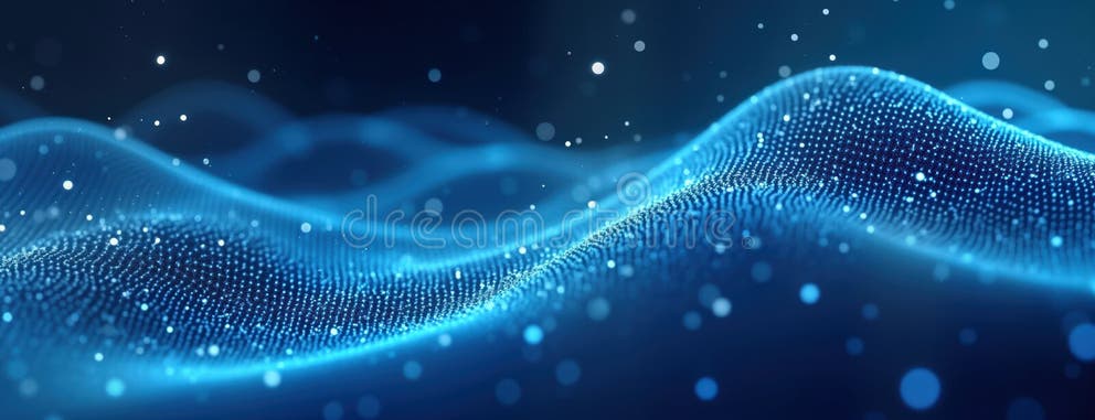 Abstract Digital Backdrop Displays Flowing Blue Data Points. Dynamic ...
