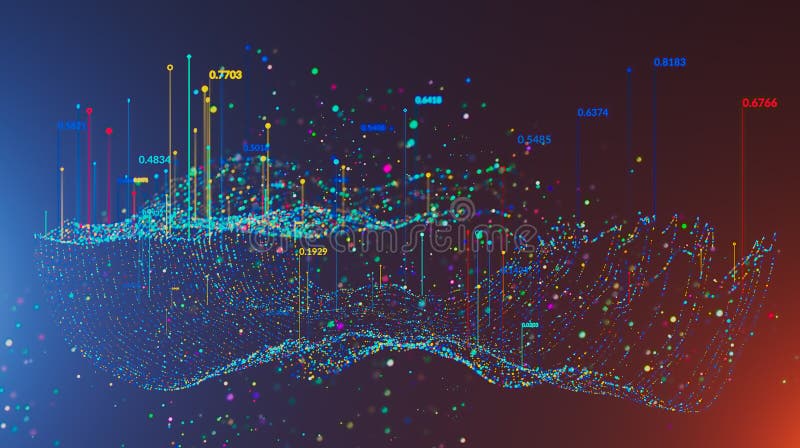 Big Data Visualization. Information Analytics Concept. Abstract Stream Information with Line ...