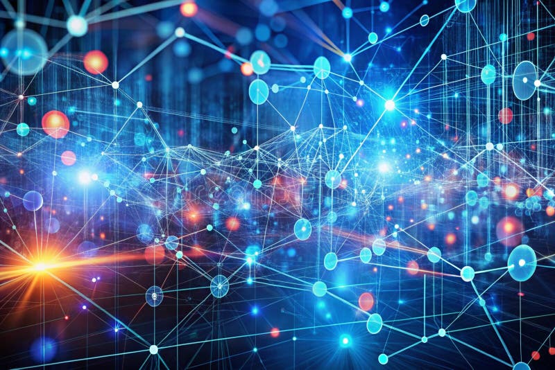 Abstract Digital Background. Big Data Visualization. Network Connection Structure. Science ...