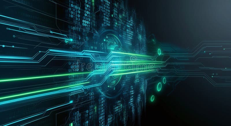 Binary Code And Ai Algorithms Running In The Background An Abstract Digital Background Stock